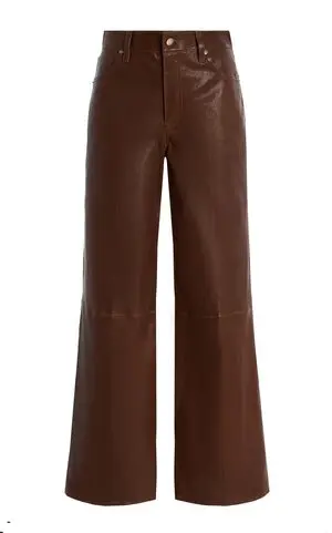 FRAME Le Slim Palazzo Leather Jeans - Brown