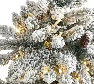 NEARLY NATURAL 4' Flocked Artificial Tree With Pine Cones