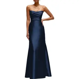 Alfred Sung Strapless Cateye V-neck Gown