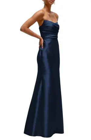 Alfred Sung Strapless Cateye V-neck Gown