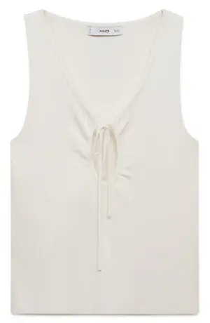 Mango Bow Sleeveless Knit Top - Ecru
