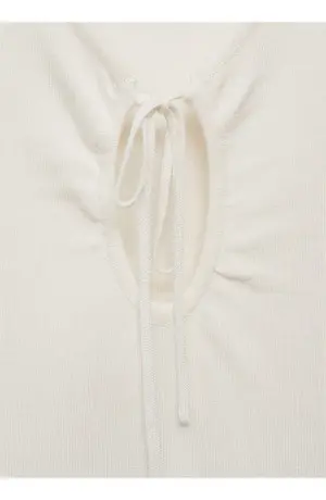 Mango Bow Sleeveless Knit Top - Ecru