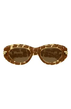 Bottega Veneta 51mm Oval Sunglasses - Brown