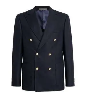 Corneliani Virgin Wool Double-breasted Blazer - Navy