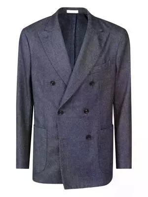 Boglioli Herringbone Double-breasted Jacket - Blue