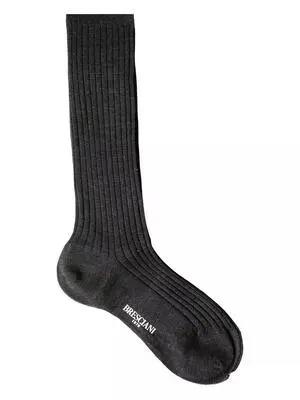 BRESCIANI Ribbed Wool Blend Socks - Grey