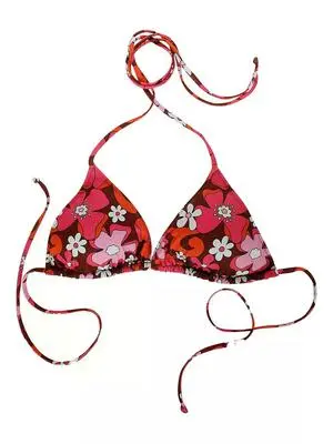 MC2 SAINT BARTH Floral Print Triangle Bikini Top - Pink