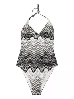 MC2 SAINT BARTH Wave-pattern Halter Swimsuit