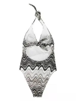 MC2 SAINT BARTH Wave-pattern Halter Swimsuit