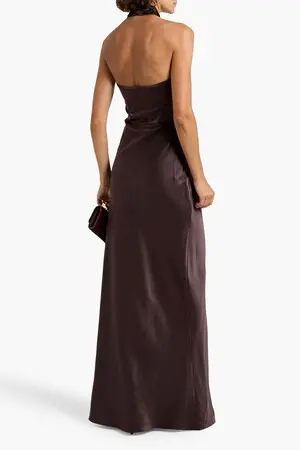 Veronica Beard Alberta Silk-blend Satin Halterneck Maxi Dress