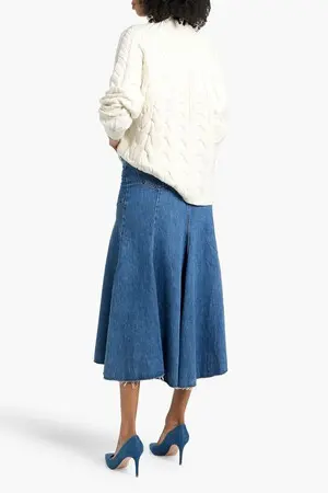 Maje Asymmetric Denim Midi Skirt