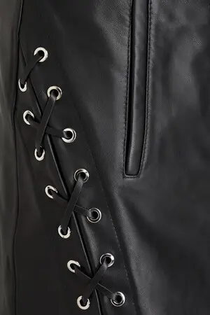 Maje Lace-up Leather Mini Skirt