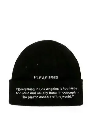 PLEASURES Logo-detail Beanie - Black