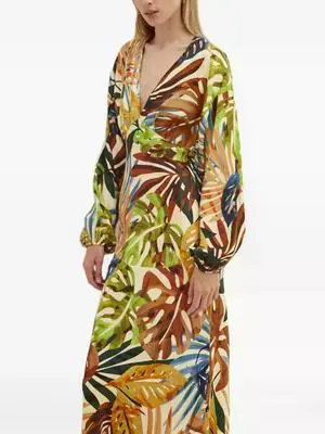 NEVER FULLY DRESSED Leaf Print Maxi Dress