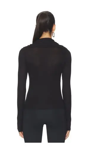Michael Lauren Jove Long Sleeve Half Zip Top - Black