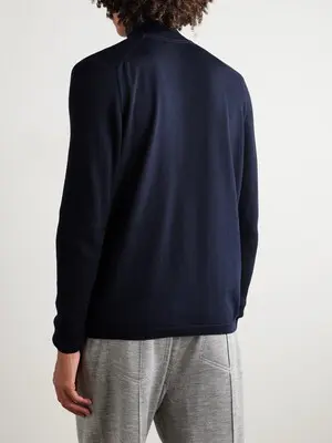 Sease Waffle-knit Virgin Wool Half-zip Sweater - Blue