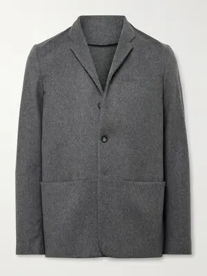 Sease Ellen 2.0 Unstructured Wish® Virgin Wool And Cashmere-blend Felt Blazer - Gray