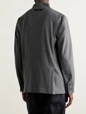 Sease Ellen 2.0 Unstructured Wish® Virgin Wool And Cashmere-blend Felt Blazer - Gray