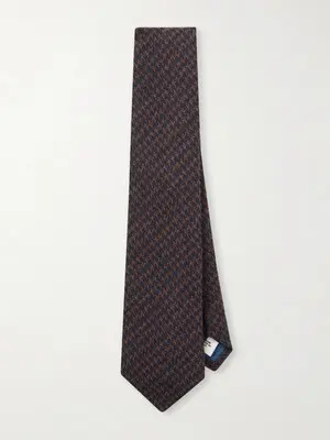 Mr P. 8cm Houndstooth Wool And Silk-blend Tie - Brown