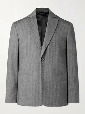 Nn07 Timo 10001 Herringbone Wool And Cotton-blend Suit Jacket - Gray