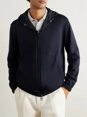 Loro Piana Reversible Storm System® Windmate® And Cashmere Hooded Bomber Jacket - Blue