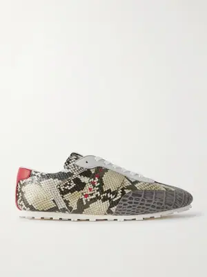 Marni Logo-embroidered Leather Sneakers - Gray