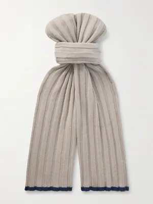 Brunello Cucinelli Ribbed Cashmere Scarf - Neutrals