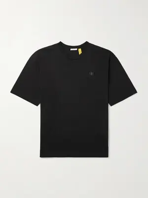Moncler A$ap Rocky Logo-appliquéd Cotton-jersey T-shirt - Black