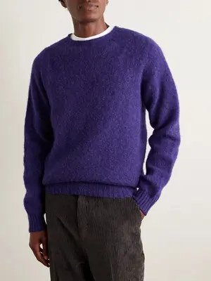 DRAKE'S Brushed-wool Crew-neck Sweater