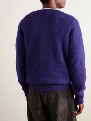 DRAKE'S Brushed-wool Crew-neck Sweater