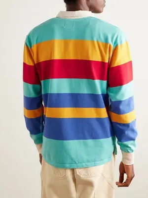 DRAKE'S Striped Cotton-jersey Polo Shirt - Multi