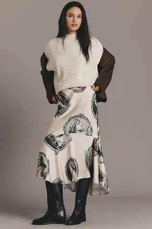 Maeve Bias-cut Satin Midi Skirt