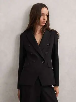 REISS Double-breasted Suit Blazer - Black