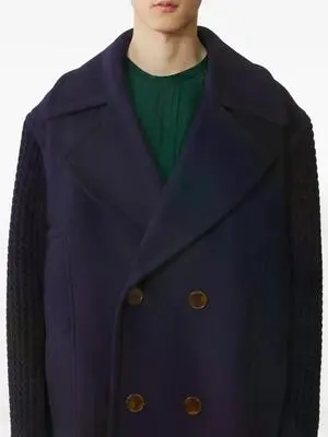 LANVIN Virgin Wool Double-breasted Coat - Blue