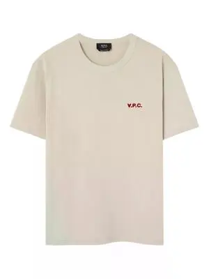 A.p.c. Logo-embroidered Crew-neck T-shirt Neutrals