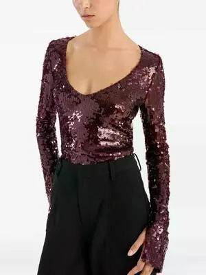 ROTATE BY BIRGER CHRISTENSEN Sequin-embellishment V-neck Top