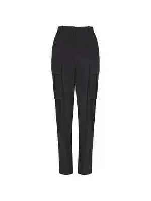 Balmain Cargo-pockets Wool Straight Trousers - Black