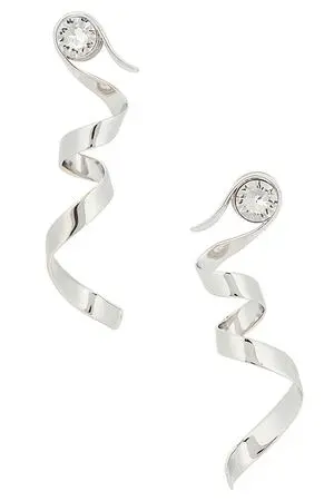 Dries Van Noten Ribbon Dangle Earrings - Silver