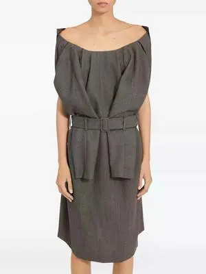 MAISON MARGIELA Virgin Wool Off-shoulder Dress - Grey