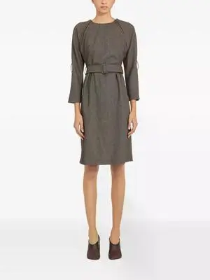 MAISON MARGIELA Virgin Wool Off-shoulder Dress - Grey