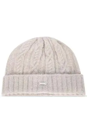Herno Cable Knit Beanie - White