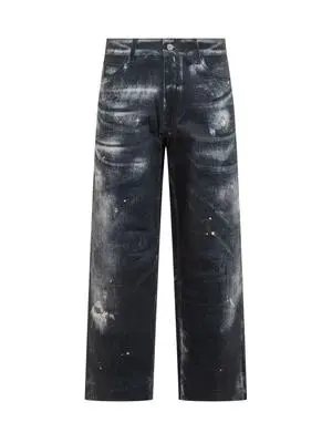 Emporio Armani Wide-Leg Jeans With Worn Details - Blue