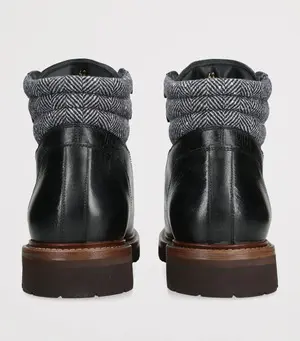 Brunello Cucinelli Leather Mountain Boots With Wool-cashmere Trim