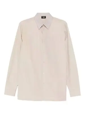 Fendi Striped-collar Cotton Shirt - Neutrals