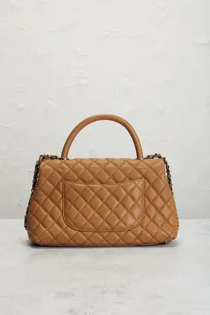 Chanel Caviar Coco Top Handle Bag - Camel