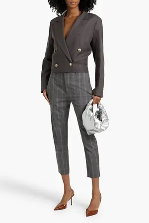 MARANT ETOILE Noah Cropped Prince Of Wales Checked Wool Tapered Pants - Anthracite