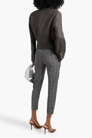 MARANT ETOILE Noah Cropped Prince Of Wales Checked Wool Tapered Pants - Anthracite