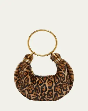 Chloé Bracelet Hobo Bag In Leopard-print Shearling