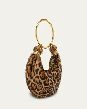 Chloé Bracelet Hobo Bag In Leopard-print Shearling