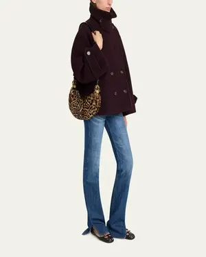 Chloé Bracelet Hobo Bag In Leopard-print Shearling
